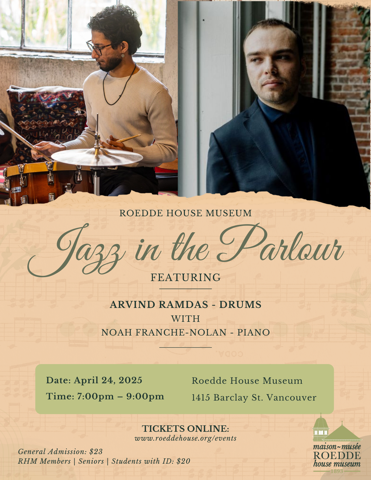 Jazz in the Parlour: Arvind Ramdas & Noah Franche-Nolan - ROEDDE HOUSE ...
